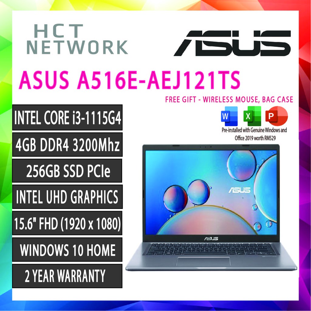 ASUS Vivobook A516E-AEJ122TS ASUS LAPTOP (i3-1115G4, 4GB, 256GB SSD ...
