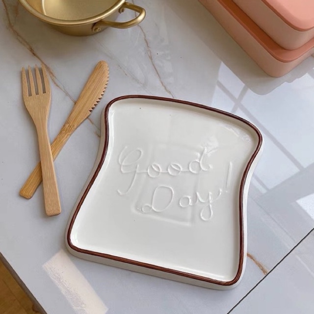 Marie Toast Plate - Aesthetic Vintage Toast-shaped Dish Bread Plate ...