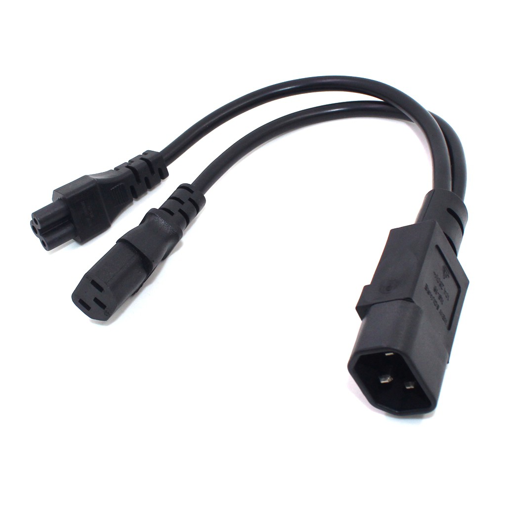IEC 320 C14 3Pin Male to C5 Female + C13 Female Power Adapter Cable, Y Type Splitter Power Cord ...