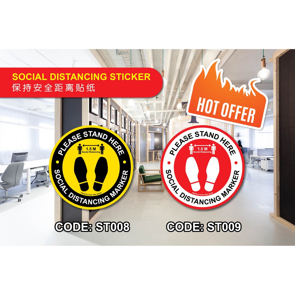 SOCIAL DISTANCING / STAND HERE STICKER [READY STOCK] | Shopee Malaysia