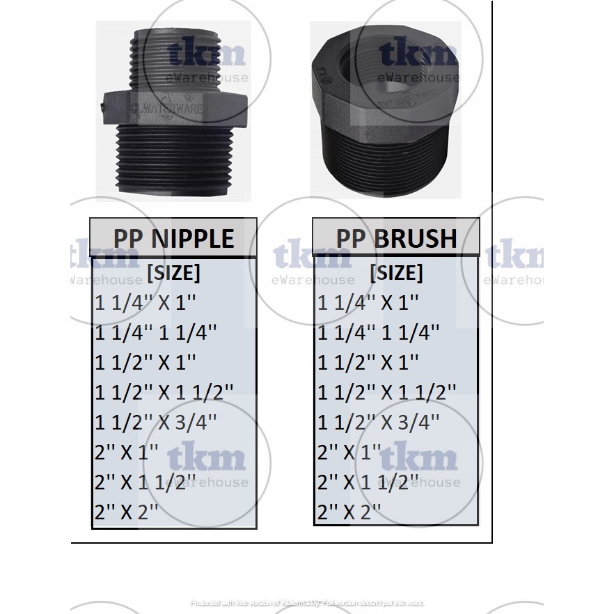 [COMPRESSION] 1 1/4” 1 1/2” 2” BSPT HDPE / POLY / PP FITTINGS POLY PIPE ...