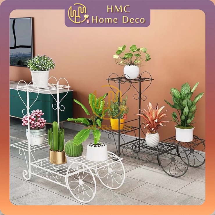 HMC European Bicycle Design 4 Pots Iron Stand Petal Wheels Four Tier ...
