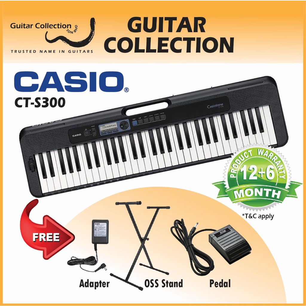 Casio Casiotone CT-S300, 61 Keys ( FREE Keyboard Stand + Sustain Pedal ...