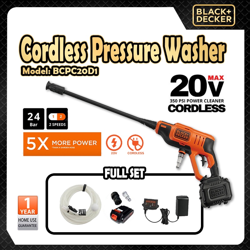 Cordless High Pressure Washer Water Jet Cordless Cleaner Black & Decker ...