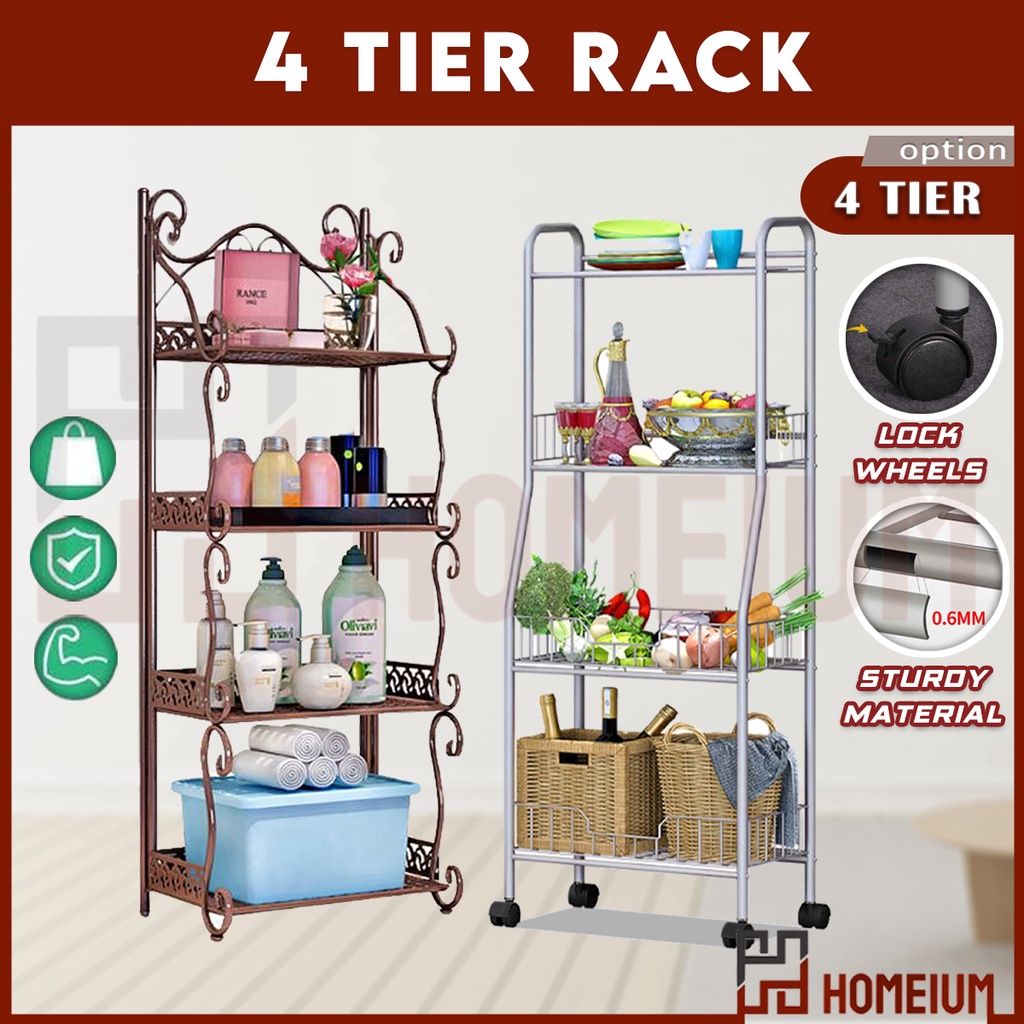 Homeium 4 Tier Kitchen Elegance Multi Purpose Rack Living Room Storage ...