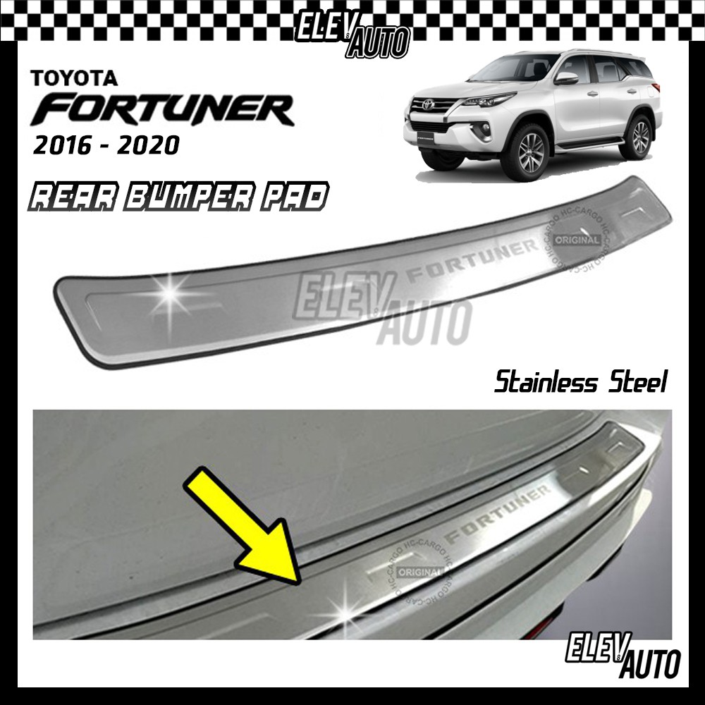 Toyota Fortuner 2016-2021 STAINLESS STEEL Rear Bumper Pad Bumper Guard ...