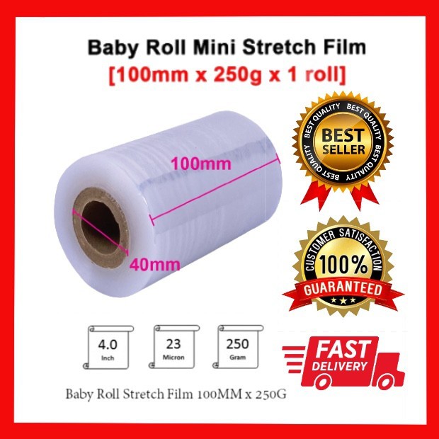 [ READY STOCK ] STRETCH FILM BABY ROLL 100MM X 250G (TRANSPARENT ...