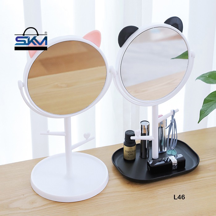 SKM Cute Small Makeup Mirror Rotating with Tray L46 | Shopee Malaysia