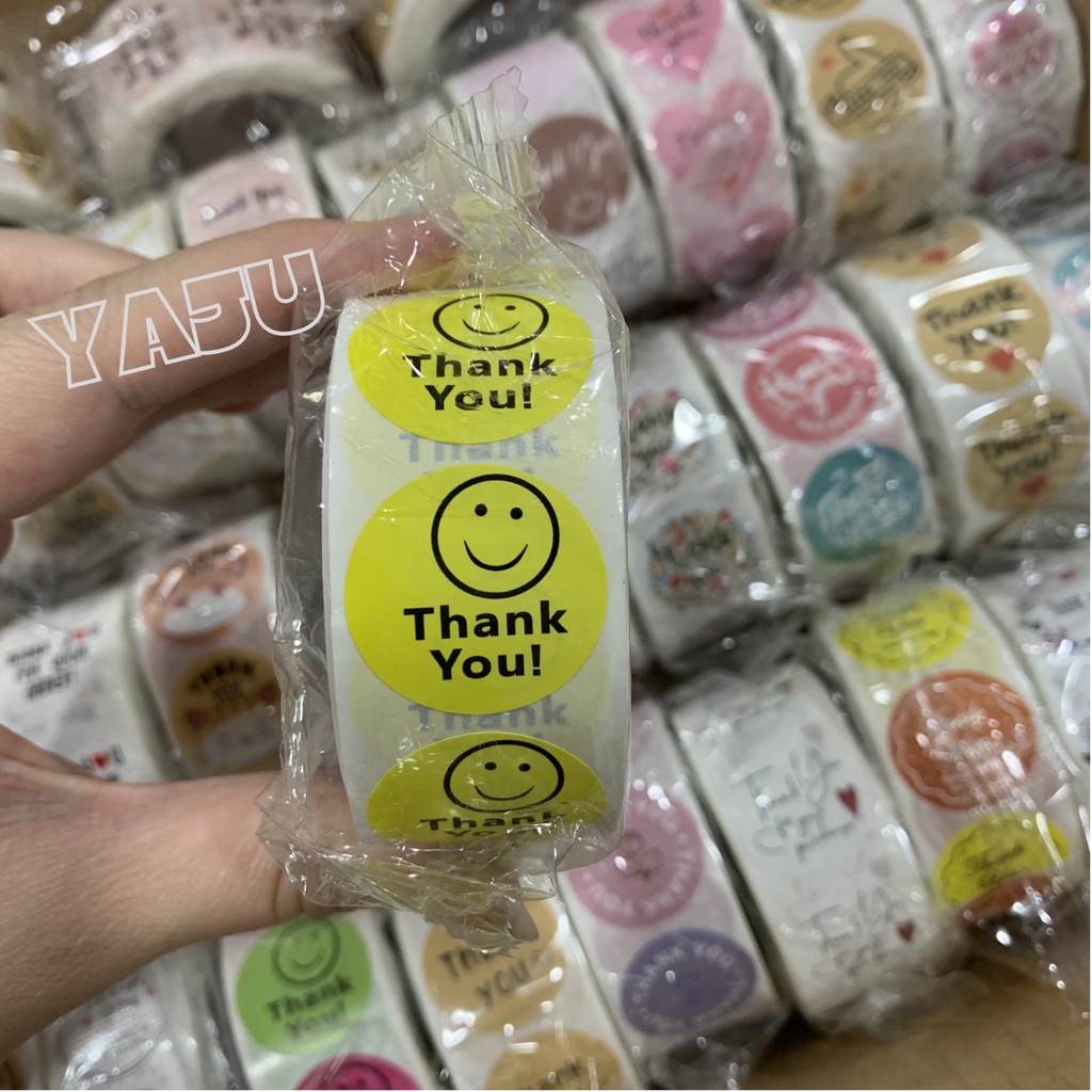 【YAJU!】Thank You & Handmake Sticker 25MM Label Seal Love Terima Kasih ...