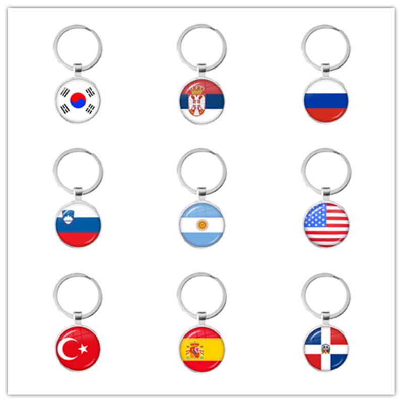 National Flag Round Keychain Korea, Serbia, Russia, Slovenia, Argentina ...