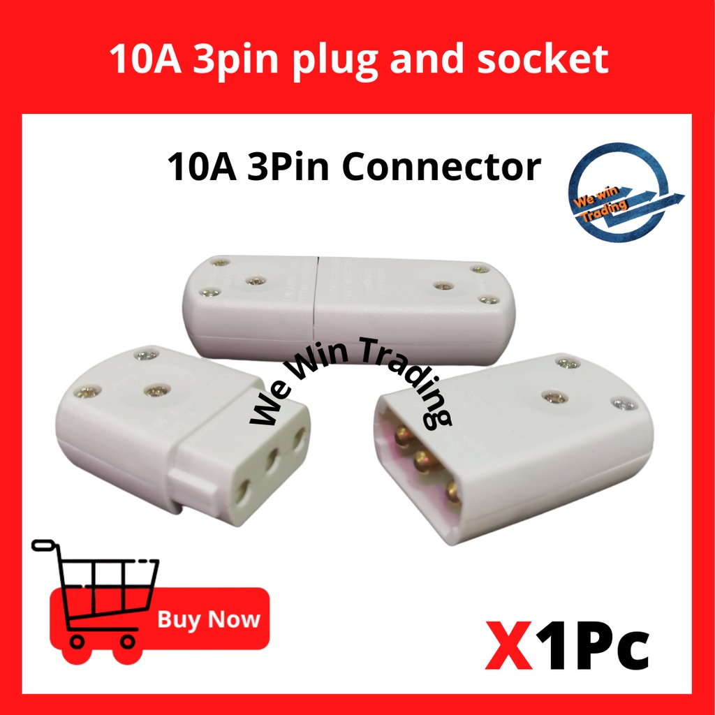 10A WIre connector 3 pin plug and connector socket | Shopee Malaysia