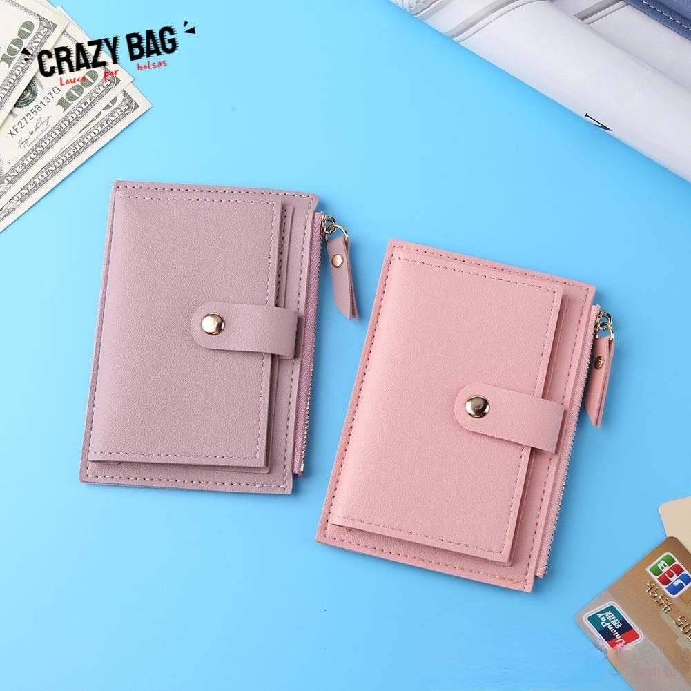 Women's Mini Plain Color PU Leather Wallet With Multiple Spaces Women ...