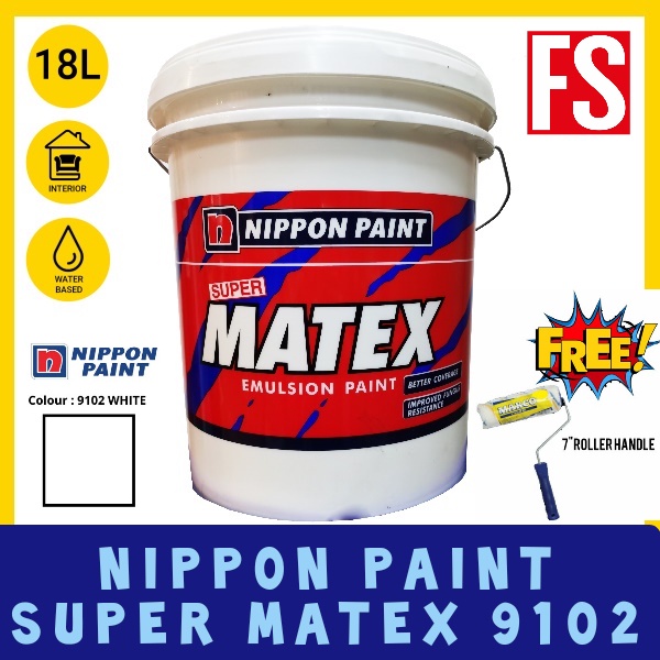 🔥READY STOCK🔥 18L NIPPON PAINT Super Matex 9102 Cat Putih Dinding ...