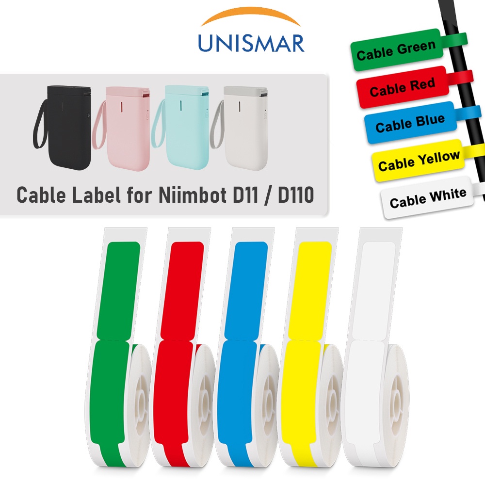 Niimbot D11/D110/D101 Cable Label Sticker 12.5mm Paper Roll 65 Labels ...