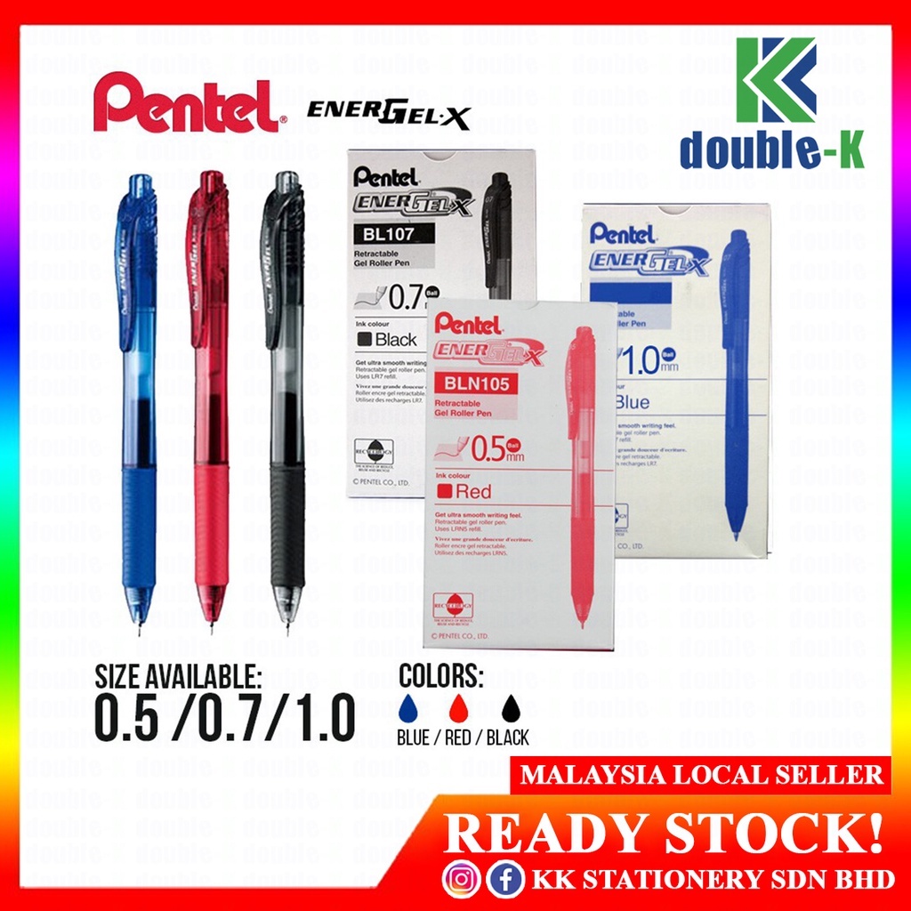 Pentel Energel X Gel Pen BLN105 0.5MM, BL107 0.7MM AND BL110 1.0MM ...