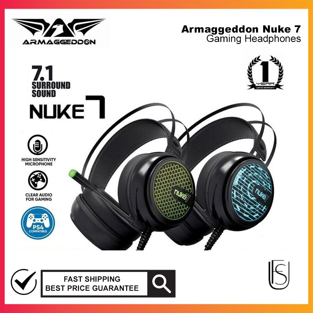 Armaggeddon Nuke 7 Gaming Headphones with Mic 7.1 Surrond Sound 1 Year ...