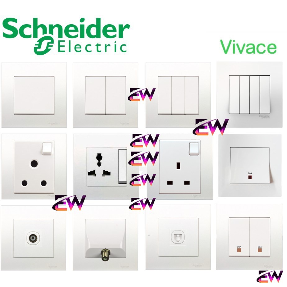 SCHNEIDER VIVACE 13A 15A 1G 2G 3G 4G 1GBELL 2GAUTOGATE 20A 13AUNIVERSAL ...