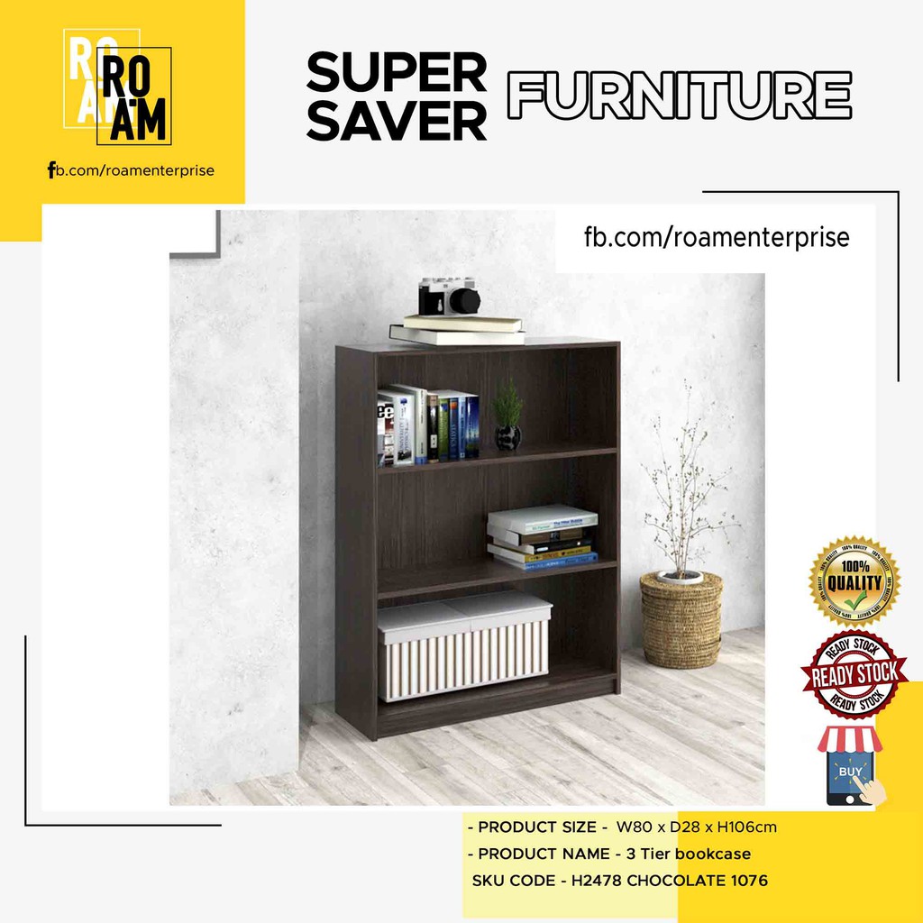BILLY 3 Tier Bookcase White color Book Shelf buku rack ikea buku ...