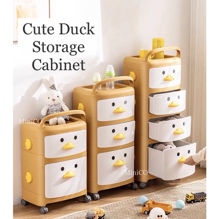 Cute Duck Cartoon Theme Drawer Storage Cabinet with Lock Storage Drawer ...