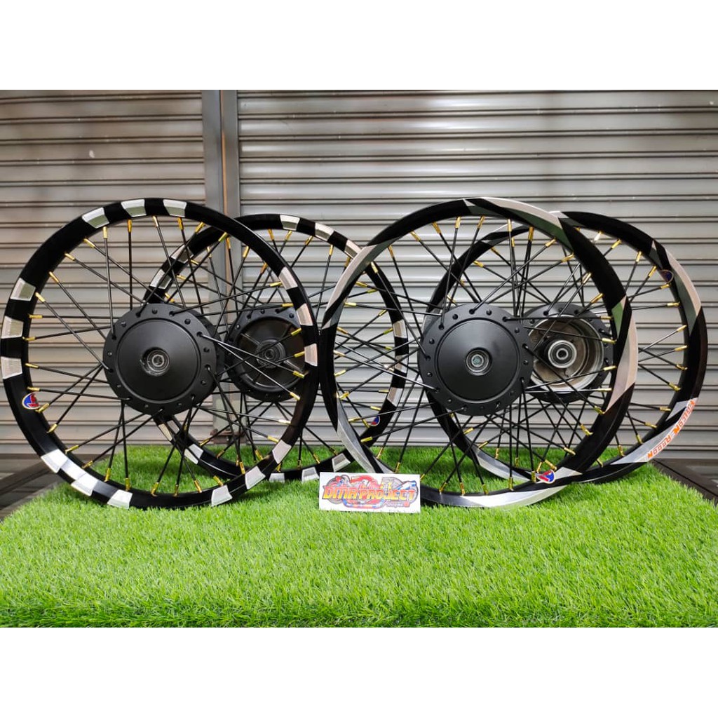 ALLOY RIM EX5 DREAM / W100 1.40X17 COMPLATE SET HUB BLACK THUNDER & 3 ...