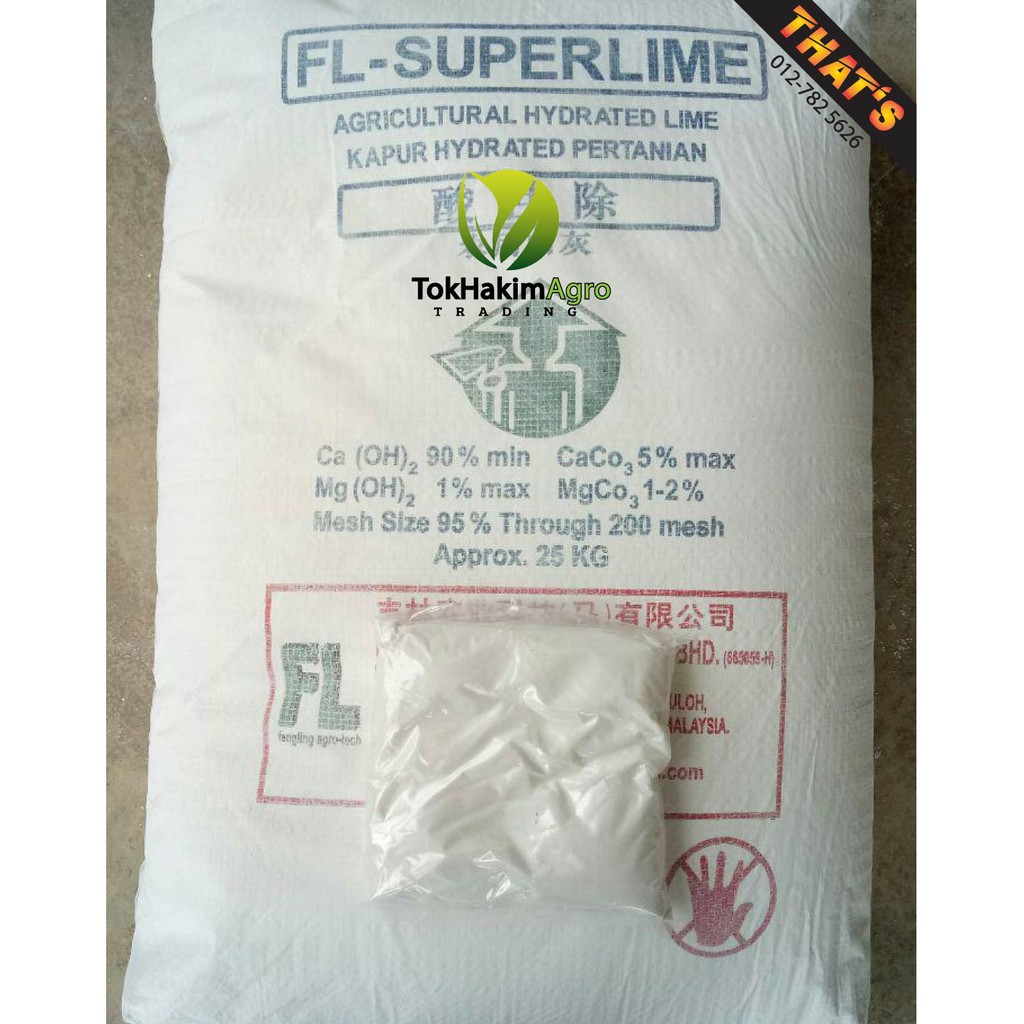 Kapur Pertanian Bermutu Tinggi FL-SUPERLIME Larut Air (Repack 1kg/2kg ...