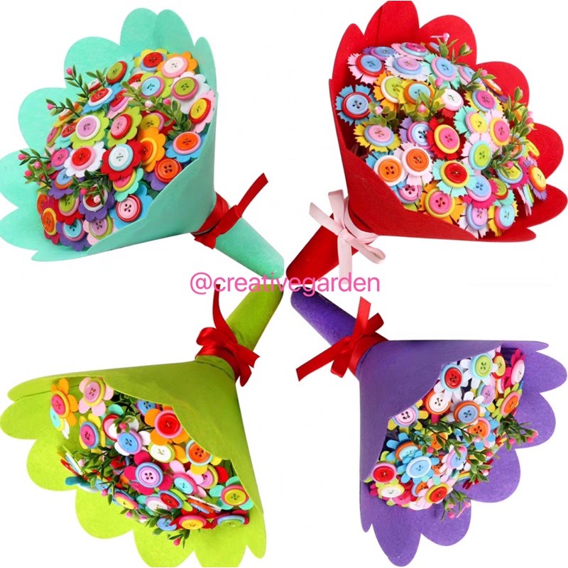 Creative Garden DIY Button Flower Bouquet Material Pack Children Craft ...