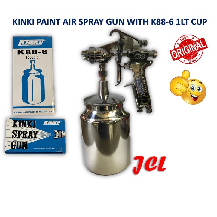 KINKI PAINT AIR SPRAY GUN WITH K88-6 1000cc CUP *Ready Stock* | Shopee ...