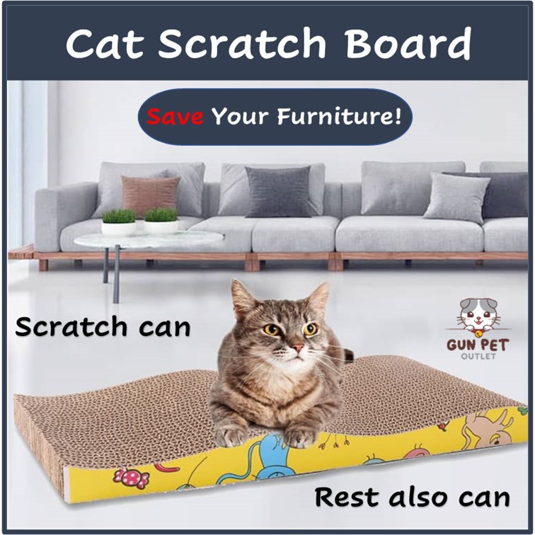GUN PET Cat Scratcher Scratch Board Cat Toy with Catnip Mainan Kucing ...