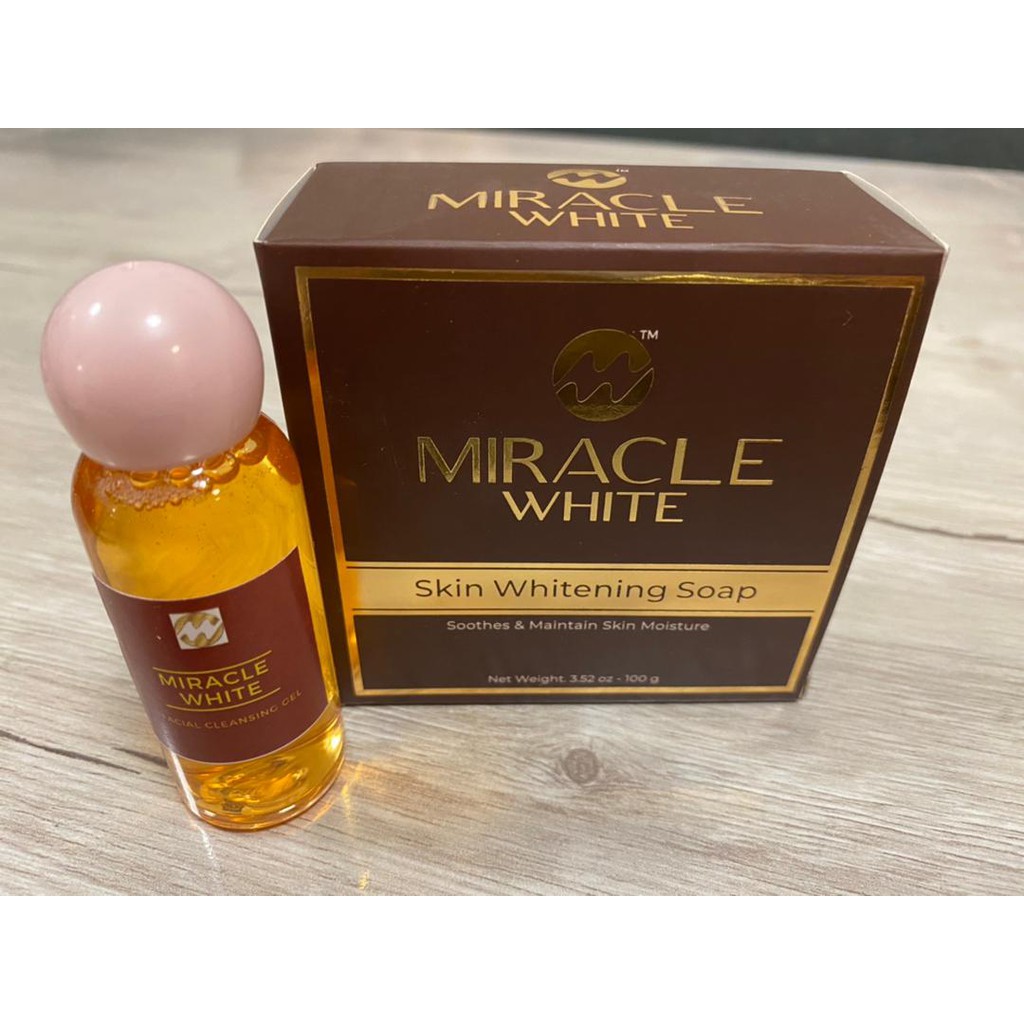 ORIGINAL TRIAL SET Miracle White Whitening Soap & Facial Cleansing Gel ...