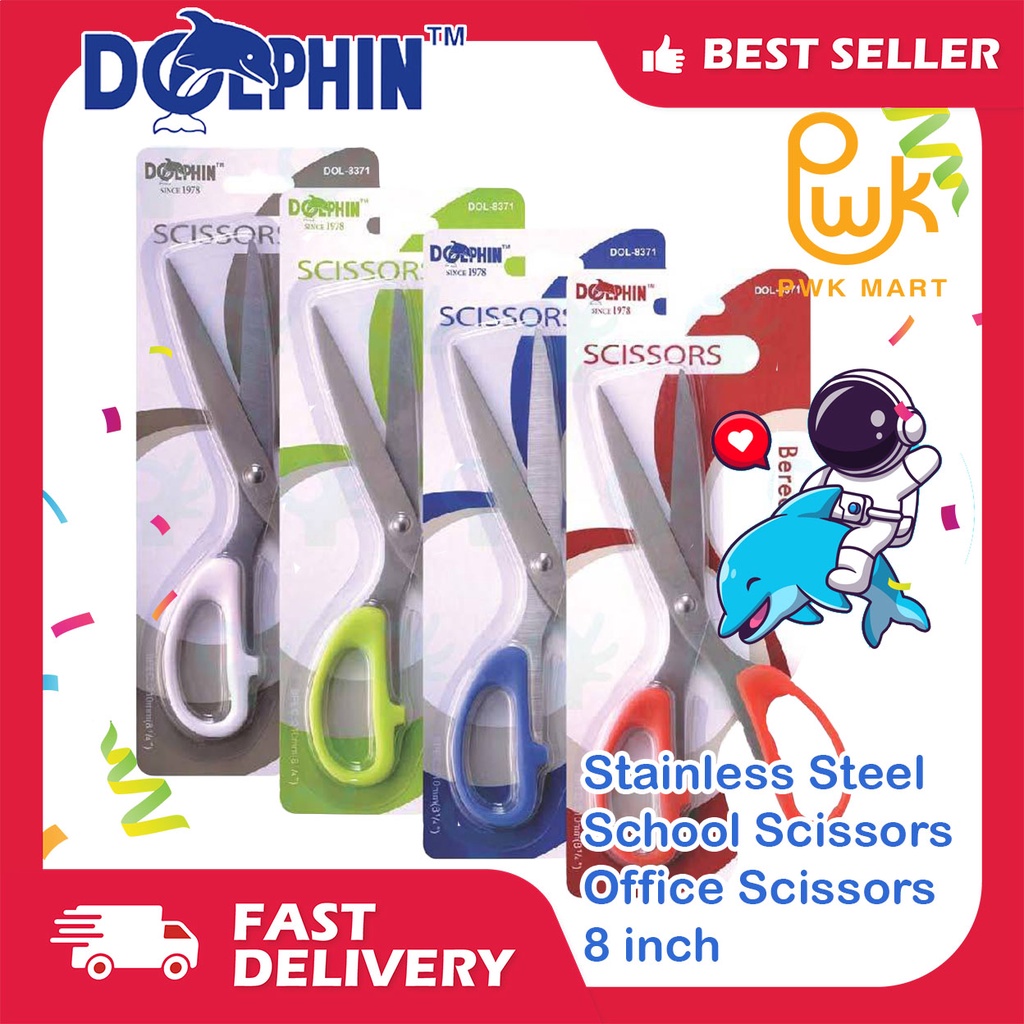 DOLPHIN Stainless Steel School Scissors / Office Scissors 6/7/8 inch ...