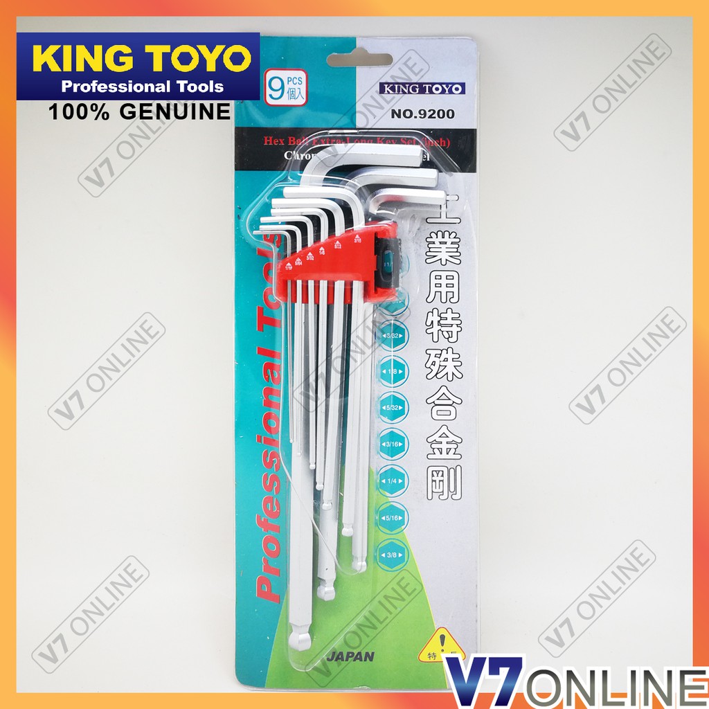 KING TOYO 9 Pcs Hex Ball Extra-Long Key Set (KTHKS-9AF) | Shopee Malaysia