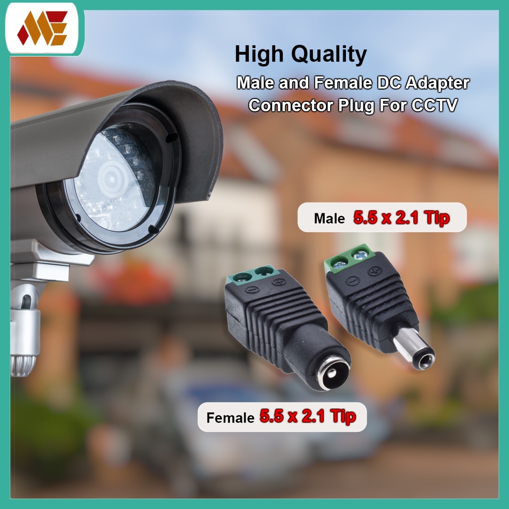 Male and Female 5.5mm x 2.1mm Tip Jack Adapter Connector for CCTV ...
