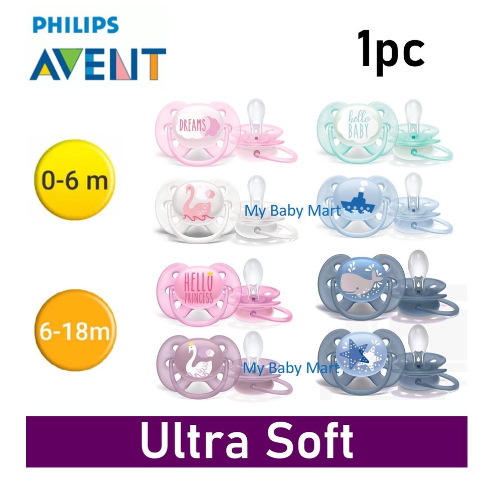Philips Avent Ultra Soft Pacifier / Soother (1pc) 0-6 Months / 6-18 ...