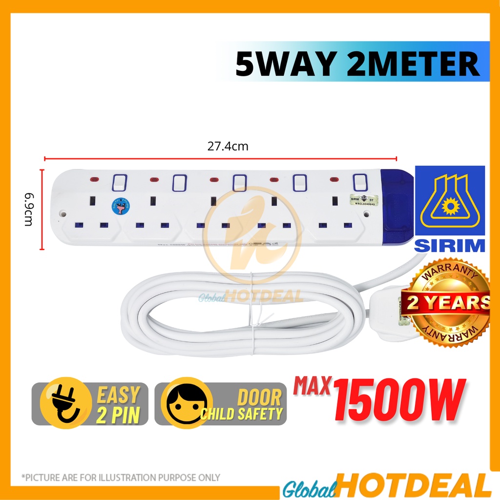 GLOBAL PRO Extension Plug Surge Protector Elektrik Soket Wayar ...