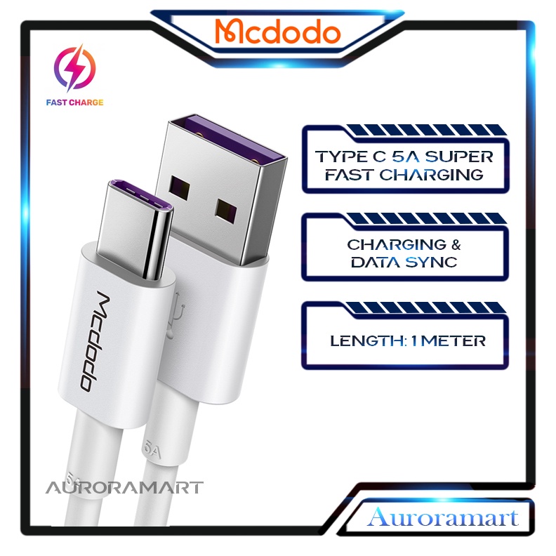 100% Original Mcdodo Type C Super Fast Charging 5A USB Data Cable 1M Quick Cables Kabel | Shopee ...
