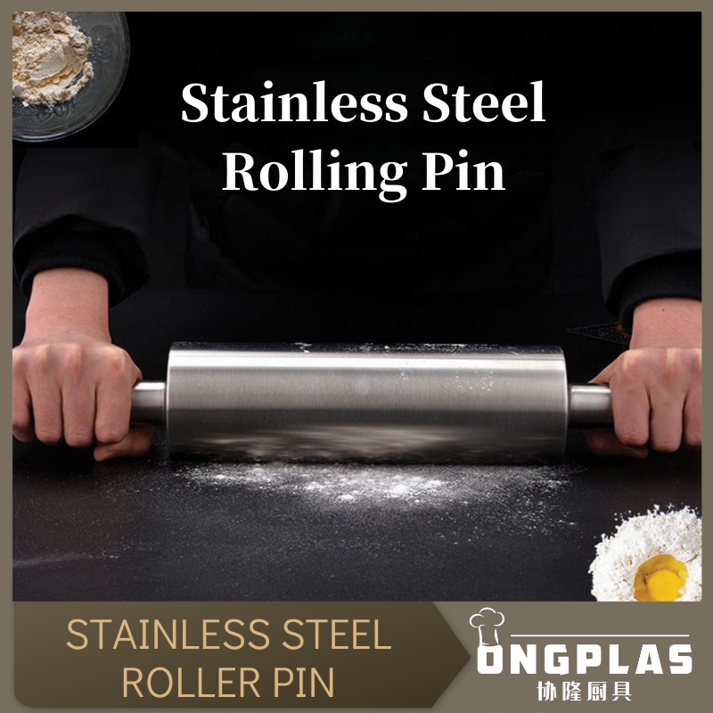 😎READY STOCK😎 STAINLESS STEEL ROLLING PIN/ DOUGH ROLLER/ FLOUR ROLLER ...