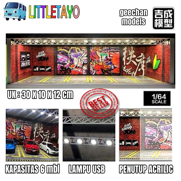 Geechan G-FANS MODELS Scale 64 1/64 DIORAMA JDM PARKING LOT with LED ...