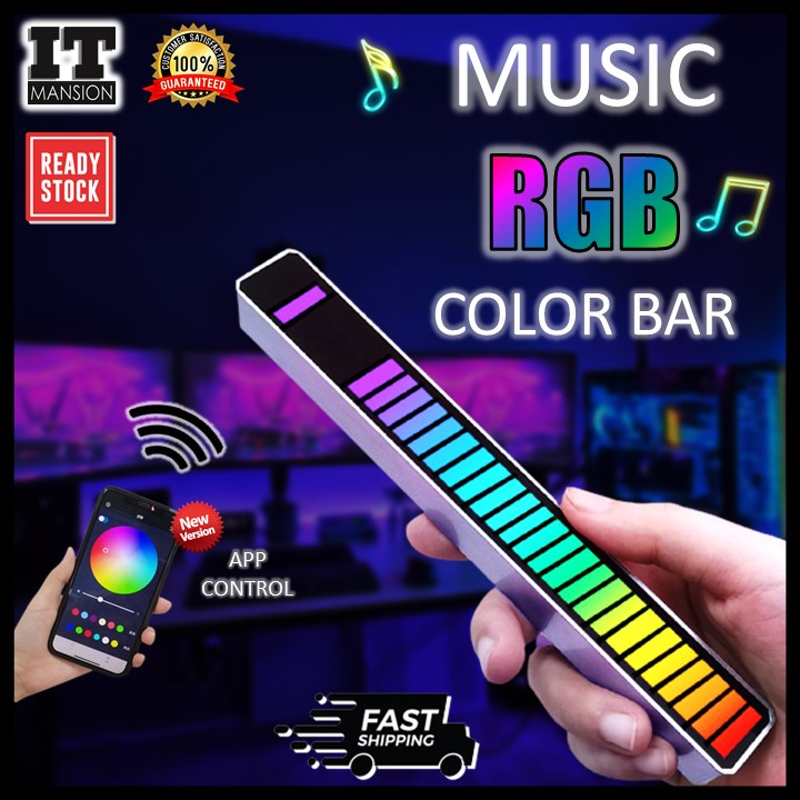 RGB Ambient Light Bar Soundbar Lampu Musik LED Music Rhythm Color Bar ...