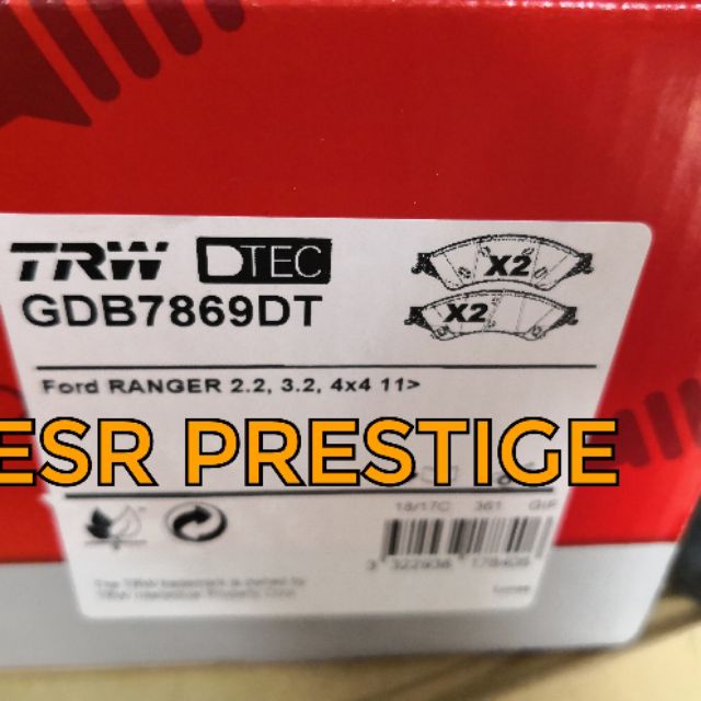 Ford Ranger T6 brake pad DTEC TRW | Shopee Malaysia