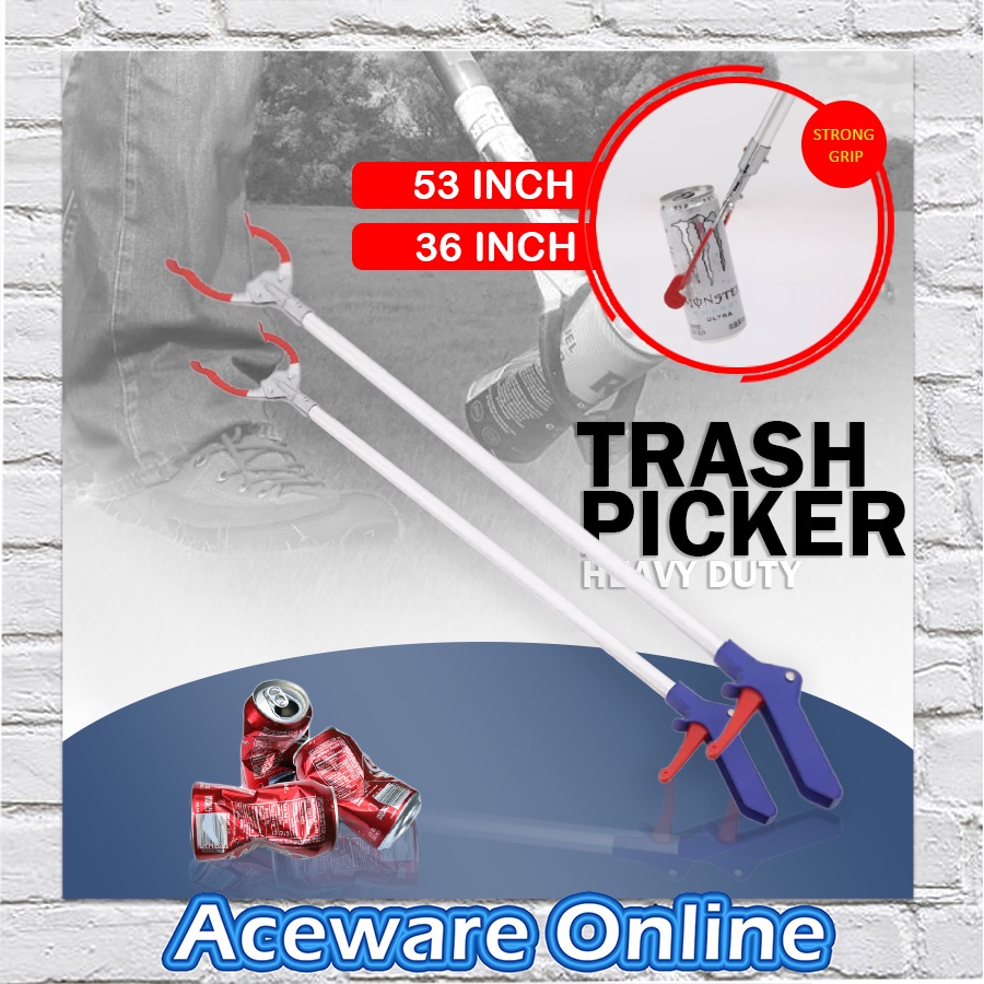 36" 53" INCH Garbage Picker Heavy Duty Rubbish Reacher Grabber Picker ...