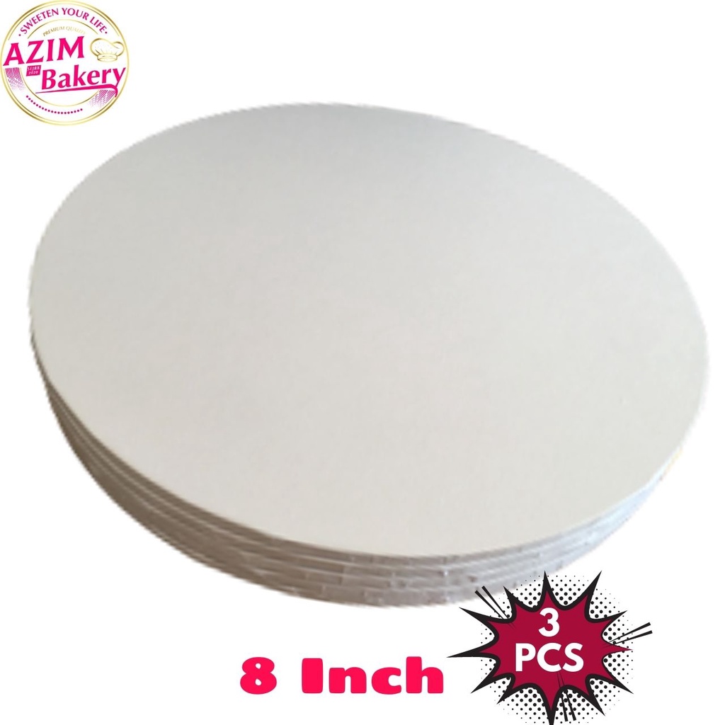White Cake Board Round 8" (3pcs) Papan Kek Bulat Putih | Pelapik Kek Bulat Putih 8 Inci by Azim ...