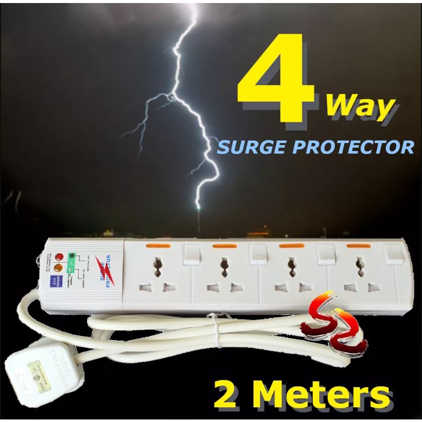 Multi Universal Trailing Switch Socket Extension LIGHTNING SURGE ...