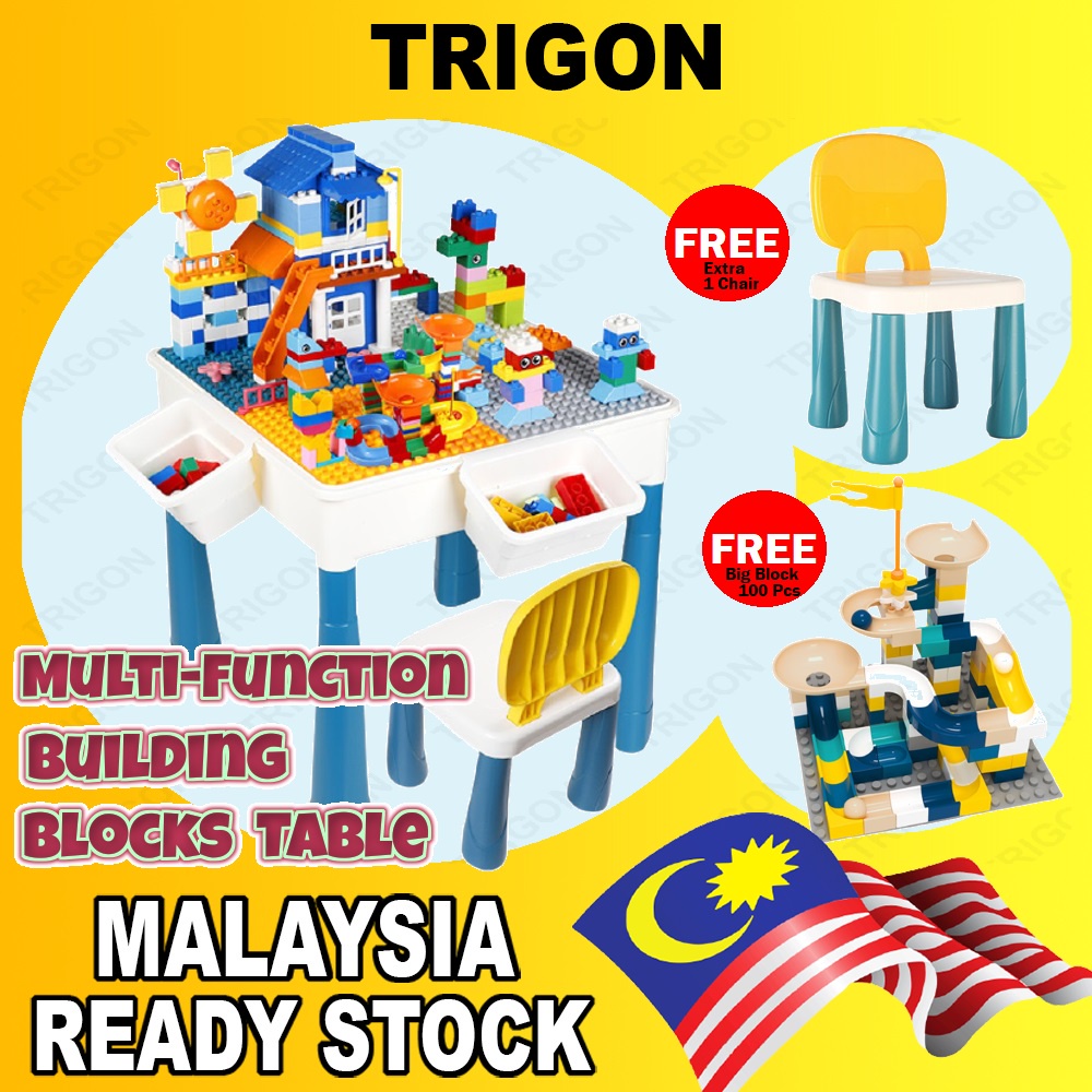 TRIGON Multi-Function Children Big Blocks / Small Blocks Table Learning ...