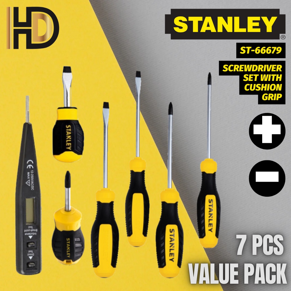 STANLEY 6 + 1 Pcs Cushion Grip Screwdriver Set Value Pack / STANLEY 66 ...