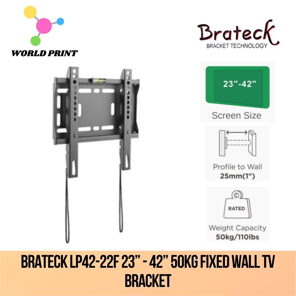 Brateck LP42-22F 23” - 42” 50KG Fixed Wall TV Bracket | Shopee Malaysia