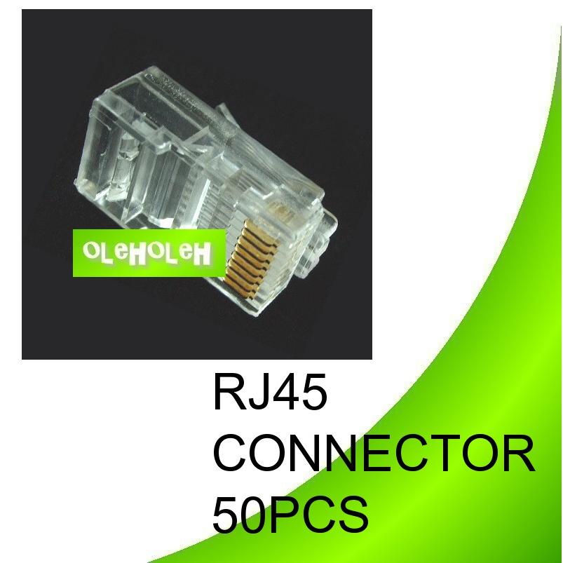 50pcs RJ45 Ethernet Cable Network Connectors Computer PC LAN Connector ...