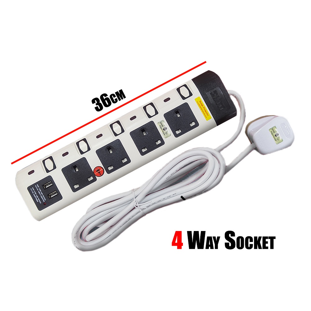 SIRIM Approval USB Extension Socket Plug, 2 USB Port With Surge ...