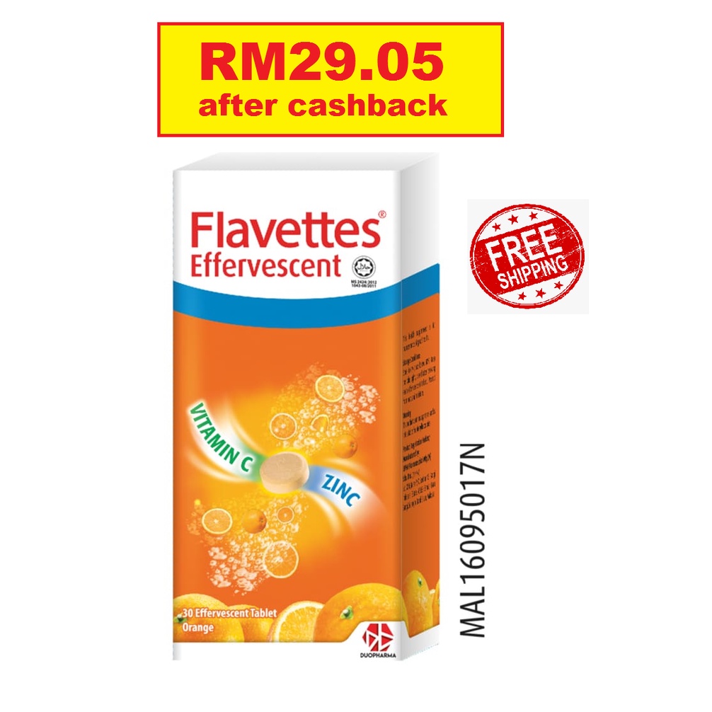 141[RM26.80 after cashback] Flavettes Effervescent Vitamin C ZINC (EXP ...