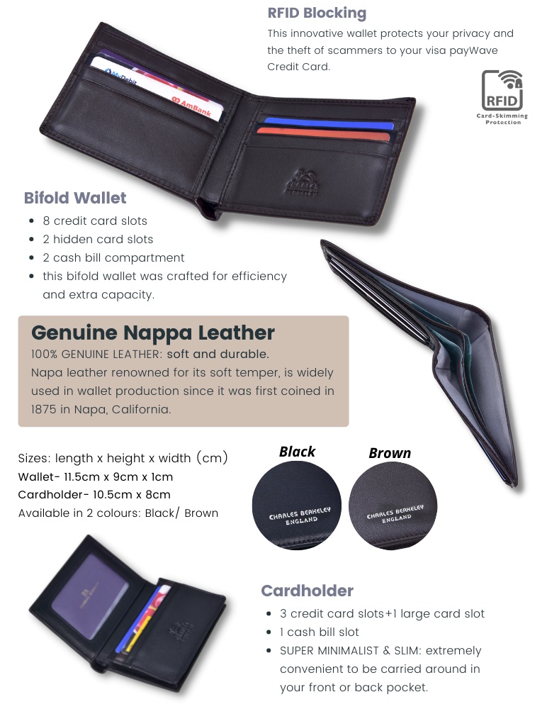 Charles Berkeley Nappa Leather Bifold Wallet & Cardholder Combo Gift ...