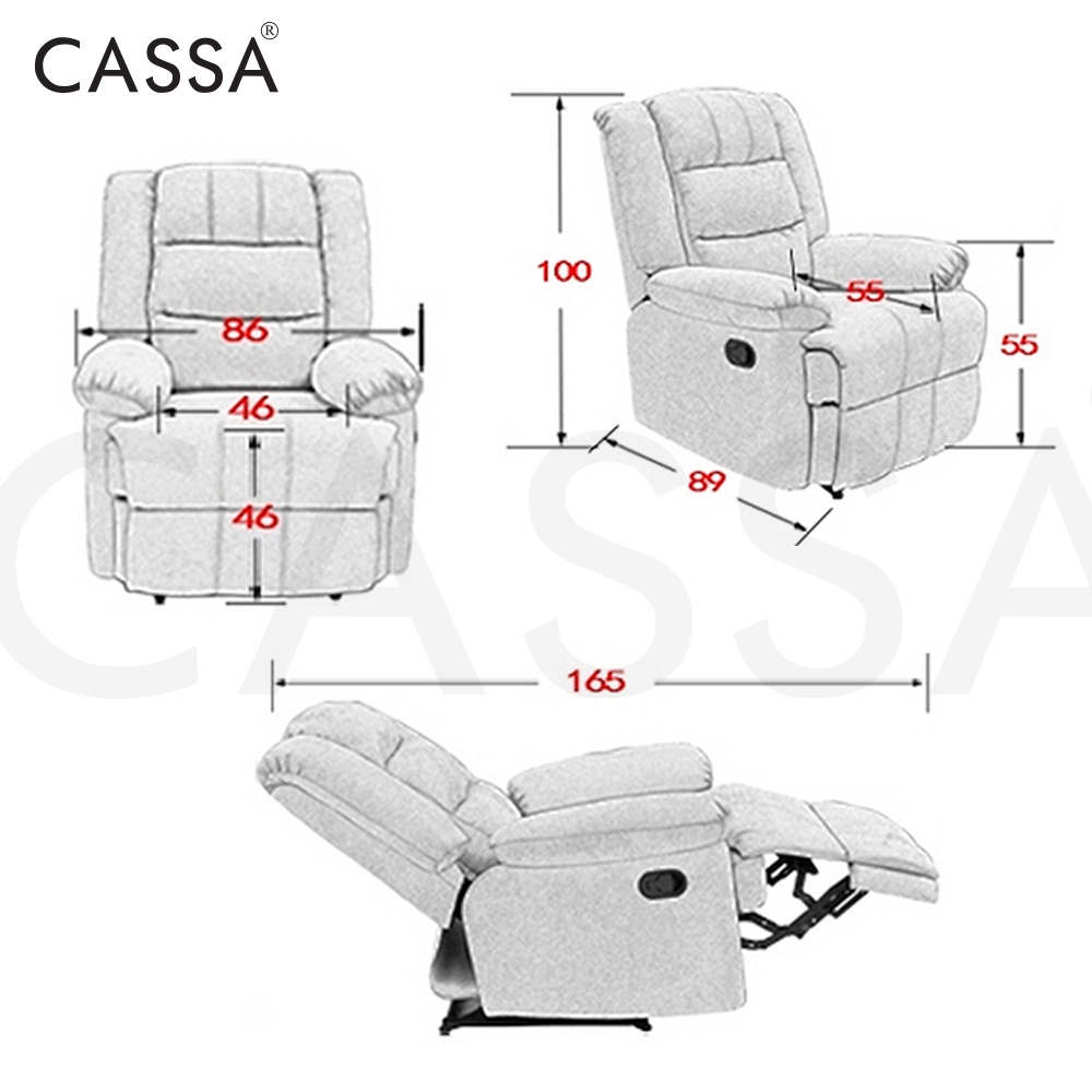 Cassa Altis PU Leather/Fabric Recliner Armchair Lounge Chair Sofa ...
